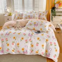 China Plant Pattern Cotton Brushed Bedding Set for 2.2m 7 feet Bed Simple Design for sale