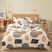 China Plant Pattern Cotton Brushed Bedding Set for 2.2m 7 feet Bed Simple Design for sale