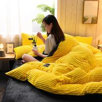 China Stripes Pattern Magic Fleece Double-sided Bedding Set 4 Pieces All-Season Collections for sale