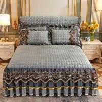 China Hotel Bedding Sets Polyester Fiber Filled Floral Plant Printed Bed Cover Fitted Skirt Sheets 3pcs Bedspread Set for sale