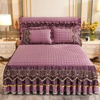 China Hotel Bedding Sets Polyester Fiber Filled Floral Plant Printed Bed Cover Fitted Skirt Sheets 3pcs Bedspread Set for sale