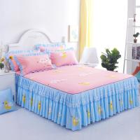 China Modern Floral Plant Printed Bed Cover Fitted Lace Bed Skirt Sheets 3pcs Bedding Sets for sale