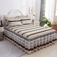 China Modern Floral Plant Printed Bed Cover Fitted Lace Bed Skirt Sheets 3pcs Bedding Sets for sale