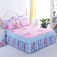 China Modern Floral Plant Printed Bed Cover Fitted Lace Bed Skirt Sheets 3pcs Bedding Sets for sale