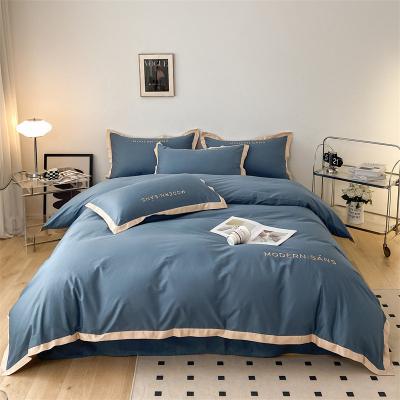 China Modern Solid Color Lace Bed Cover Fitted Skirt Sheets Wedding Bedding Set for Hotels for sale