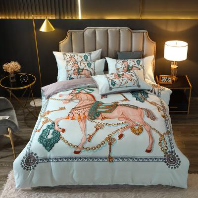 China Diagonal Pattern Designer Digital Printing 4 PCS Bedding Sets Color Fastness Grade 4 for sale