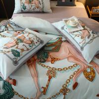 China Diagonal Pattern Designer Digital Printing 4 PCS Bedding Sets Color Fastness Grade 4 for sale