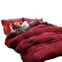 China 100% Polyester Fibre Winter Warm Flannel Velvet Fleece Queen King Size Bedding Set for sale