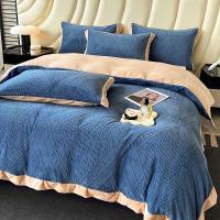 China 230g Carved Milk Velvet Winter Bedding Set Solid Pattern 4 Pcs for King Size Comforter for sale