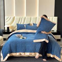 China 230g Carved Milk Velvet Winter Bedding Set Solid Pattern 4 Pcs for King Size Comforter for sale