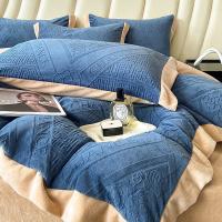 China 230g Carved Milk Velvet Winter Bedding Set Solid Pattern 4 Pcs for King Size Comforter for sale