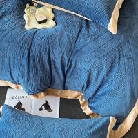China 230g Carved Milk Velvet Winter Bedding Set Solid Pattern 4 Pcs for King Size Comforter for sale