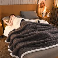 China Luxury Super Thick Jacquard Plush Fleece Oversize Sherpa Bed Blanket Throw for Needs for sale