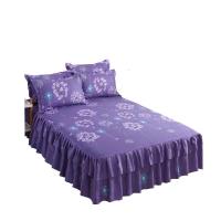China Modern Floral Plant Printed Woven 100% Cotton Bed Cover Fitted Skirt Sheets 3pcs Bedding Bedspread Sets for sale
