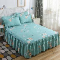 China Modern Floral Plant Printed Woven 100% Cotton Bed Cover Fitted Skirt Sheets 3pcs Bedding Bedspread Sets for sale
