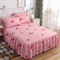 China Modern Floral Plant Printed Woven 100% Cotton Bed Cover Fitted Skirt Sheets 3pcs Bedding Bedspread Sets for sale