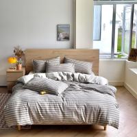 China Retro Style Checkerboard Linen Quilt Cover Bed Sheet Set for a Chic and Timeless Look for sale