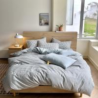 China Retro Style Checkerboard Linen Quilt Cover Bed Sheet Set for a Chic and Timeless Look for sale