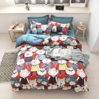 China Simple 4 Pcs Cartoon Polyester Bedding Sheet Set for Twin Double Queen King Size Beds for sale