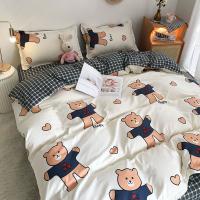 China Simple 4 Pcs Cartoon Polyester Bedding Sheet Set for Twin Double Queen King Size Beds for sale