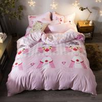 China Simple 4 Pcs Cartoon Polyester Bedding Sheet Set for Twin Double Queen King Size Beds for sale