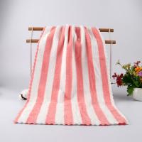 China 360 gsm Colorful Striped Coral Fleece Face Bath Towel 5 Piece Set with Customized Logo for sale