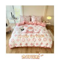 China Experience Comfort and Style with This 4Pcs Brushed Cotton Bedding Set in Brown White for sale