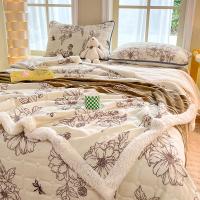 China Thickened Warm Winter Quilt 4-piece Set Lamb Fleece and Milk Fleece Plush Bed Covers for sale
