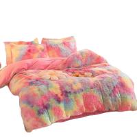 China Handmade Pink Bedding Plush Quilt Set with Super Soft Artificial Velvet and Fluffy Cover for sale