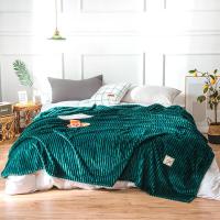 China All-Season Green Coral Fleece Throw Blanket for Office Nap Yes Customized Solid Color for sale