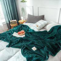 China All-Season Green Coral Fleece Throw Blanket for Office Nap Yes Customized Solid Color for sale