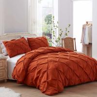 China Queen Size Solid Pinch Pleat Pintuck 3-Piece Duvet Cover Set with Diamond Embroidery for sale