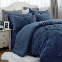 China Queen Size Solid Pinch Pleat Pintuck 3-Piece Duvet Cover Set with Diamond Embroidery for sale