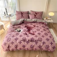 China Grid Twin Size Duvet Cover Bed Sheet Bedding Set 4-In-1 Brushed Cotton Nondisposable for sale