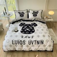 China Grid Twin Size Duvet Cover Bed Sheet Bedding Set 4-In-1 Brushed Cotton Nondisposable for sale