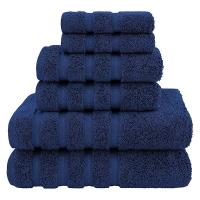 China Highly Absorbent 6 Pieces 100% Cotton Towel Set Luxury Dobby Border for Bathroom Shower for sale