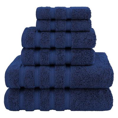 China Highly Absorbent 6 Pieces 100% Cotton Towel Set Luxury Dobby Border for Bathroom Shower for sale