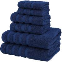 China Highly Absorbent 6 Pieces 100% Cotton Towel Set Luxury Dobby Border for Bathroom Shower for sale