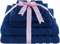 China Highly Absorbent 6 Pieces 100% Cotton Towel Set Luxury Dobby Border for Bathroom Shower for sale