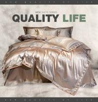 China Wedding Jacquard Printed Luxury King Size Silk Satin Bed Set for Sustainable Comfort for sale