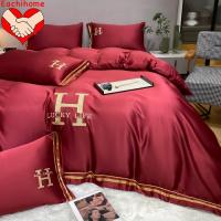 China Customized HOT SEAL H Embroidered Washed Silk Four Pieces Bedding Set for All-Season for sale