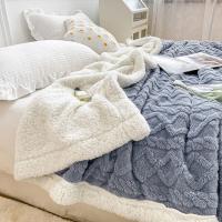 China Simple Style Polar Fleece Blanket Double Sided Lamb Cashmere Plaid for Winter Nights for sale