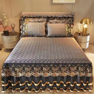 China 4 Piece Flat Sheet Pillowcase Bedspread Luxury Embroidered Bedding Set for Hotel for sale