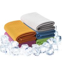 China Logo Red Microfiber Sports Gym Instant Cooling Towel 30*100cm or Custom Size Red Color for sale