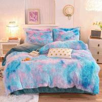 China Fluffy Plush Faux Fur Velvet Shaggy Queen King Size Duvet Cover Bedding Set Customized for sale