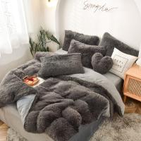China Fluffy Plush Faux Fur Velvet Shaggy Queen King Size Duvet Cover Bedding Set Customized for sale