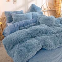 China Fluffy Plush Faux Fur Velvet Shaggy Queen King Size Duvet Cover Bedding Set Customized for sale