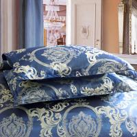 China Solid Colour Satin Duvet Cover Set European Retro Baroque Style Custom Jacquard Blue for sale