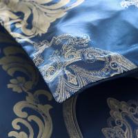 China Solid Colour Satin Duvet Cover Set European Retro Baroque Style Custom Jacquard Blue for sale