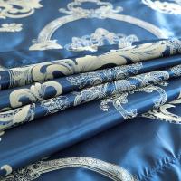 China Solid Colour Satin Duvet Cover Set European Retro Baroque Style Custom Jacquard Blue for sale